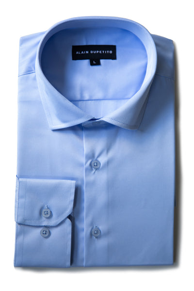 Slim Fit Dress Shirt in Light Blue with Stretch | Alain Dupetit
