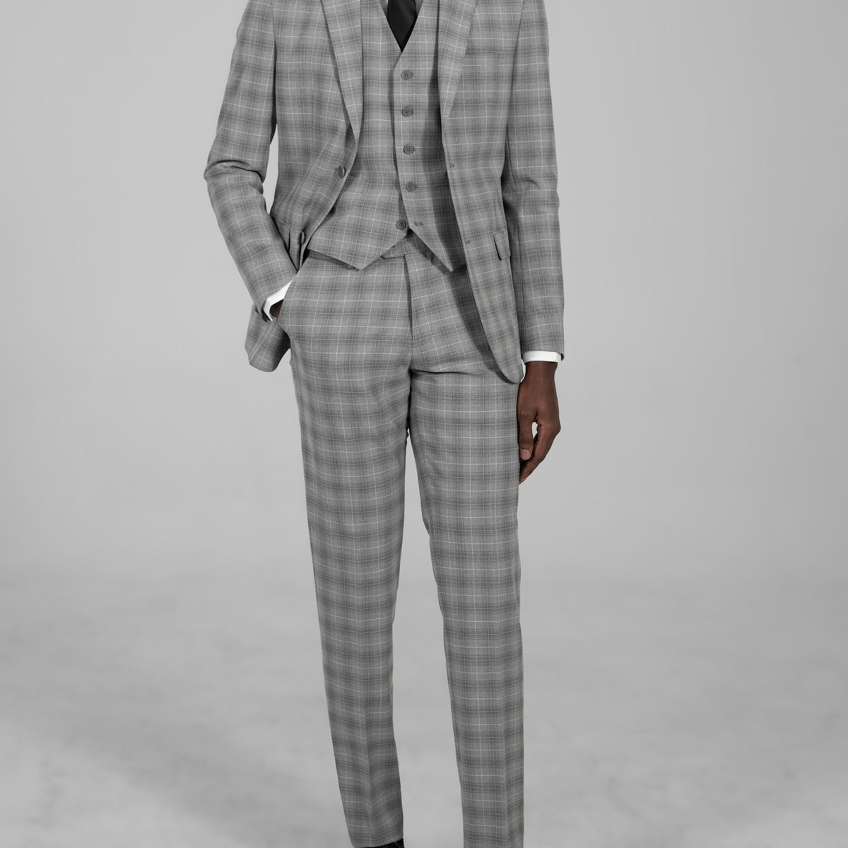Dove Grey Windowpane Three Piece Suit (Coming Soon) by Alain Dupetit