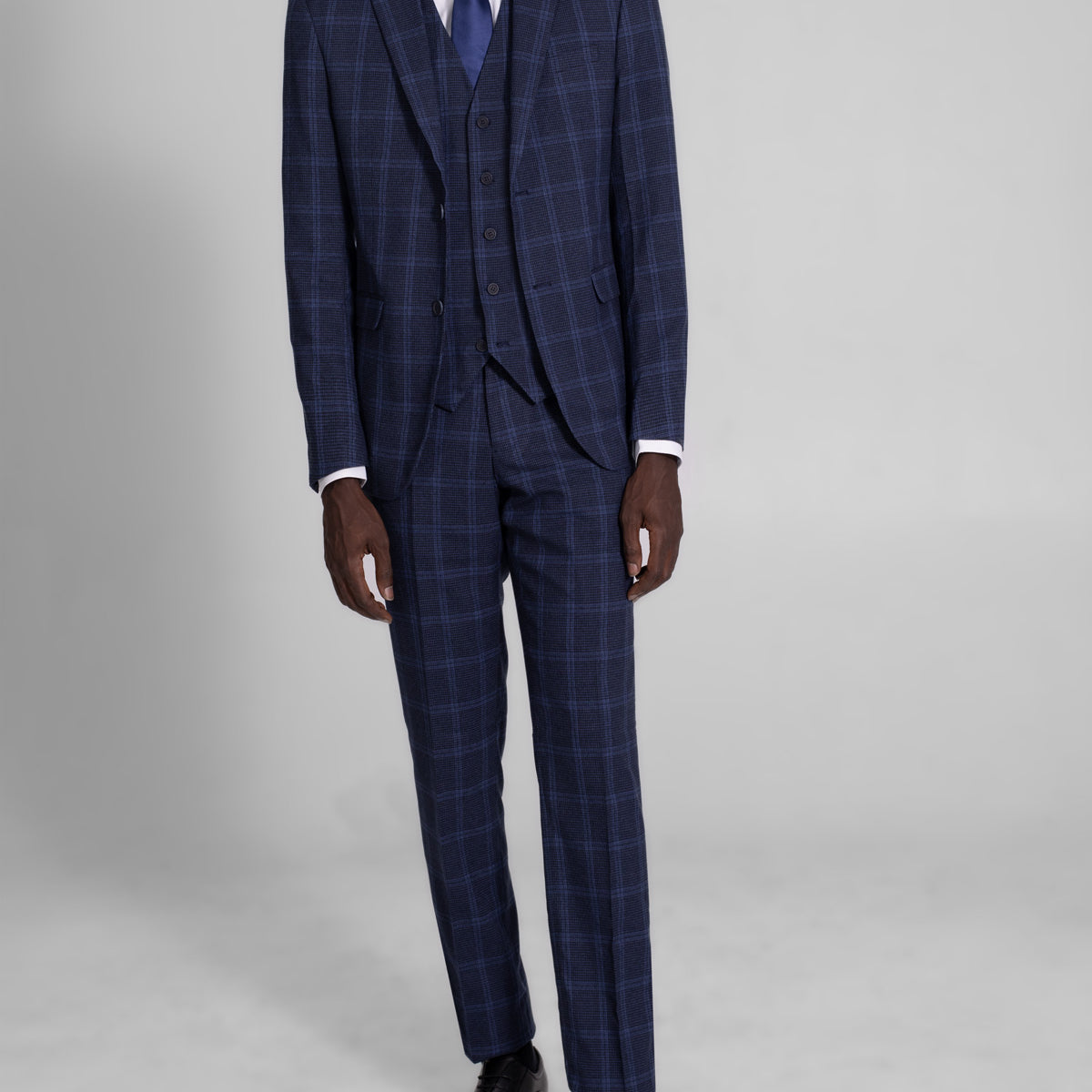 Midnight Blue Plaid Three Piece Suit (Coming Soon) by Alain Dupetit