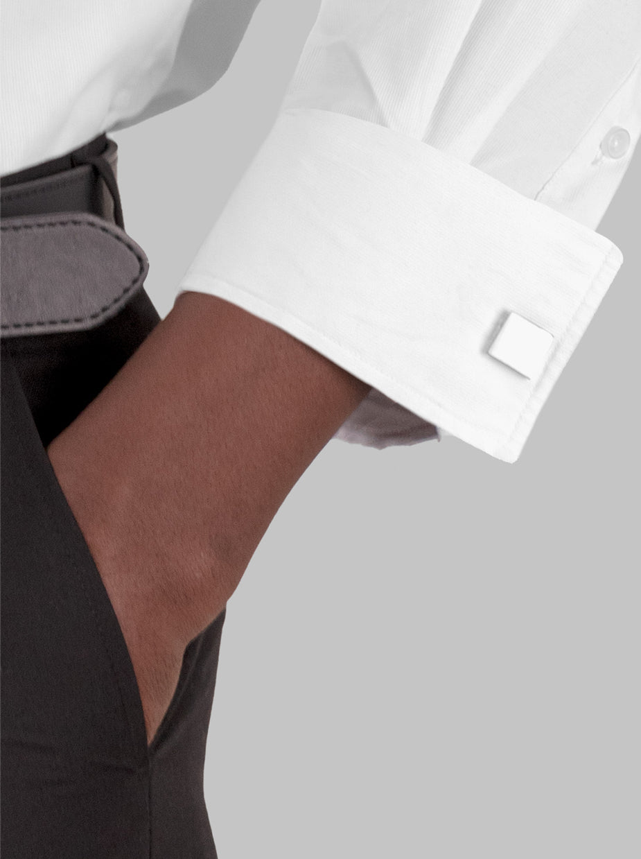 Dress Shirt in White with French Cuffs by Alain Dupetit